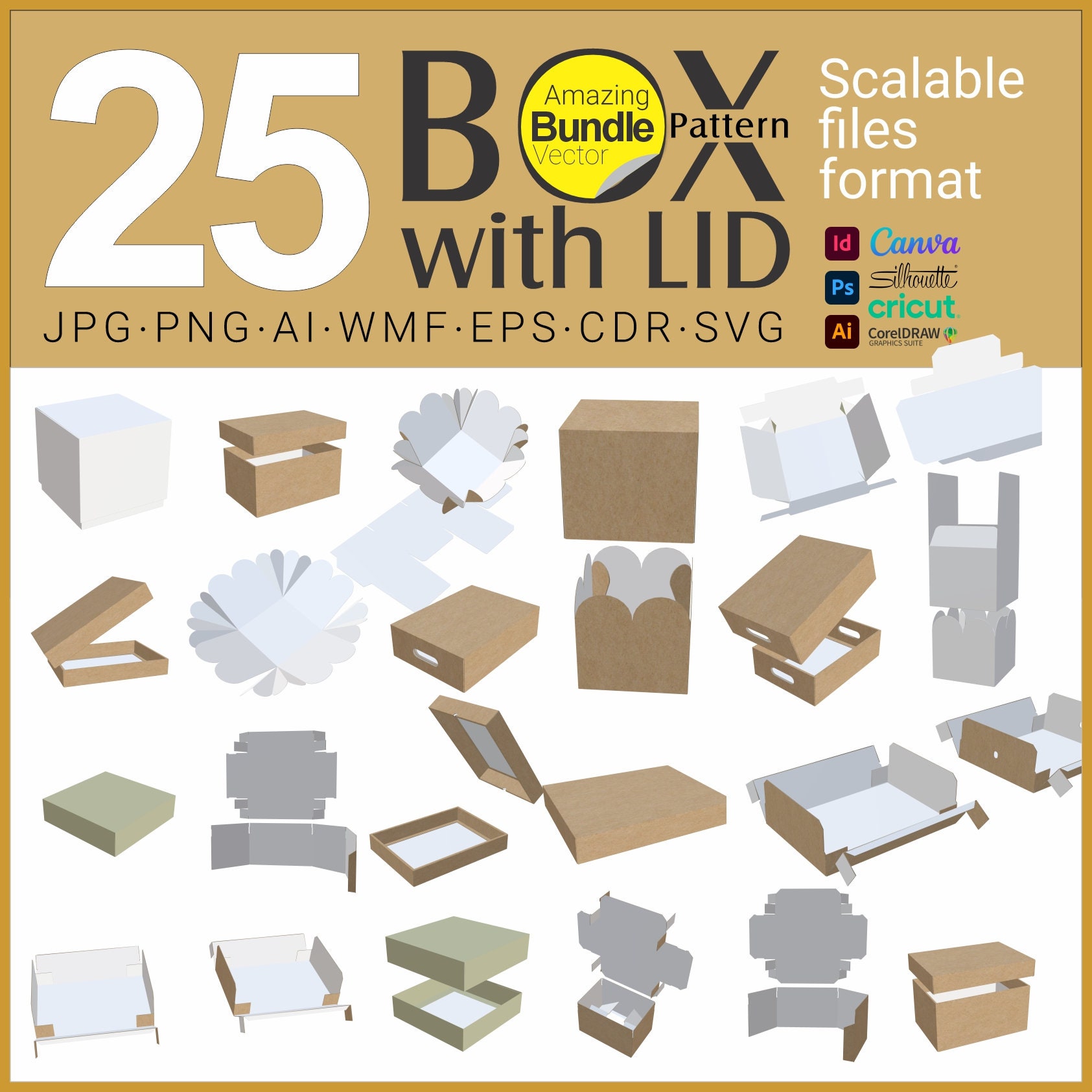 Box With Lid Vector Bundle: Package Design, Box Making & EPS, WMF Files ...