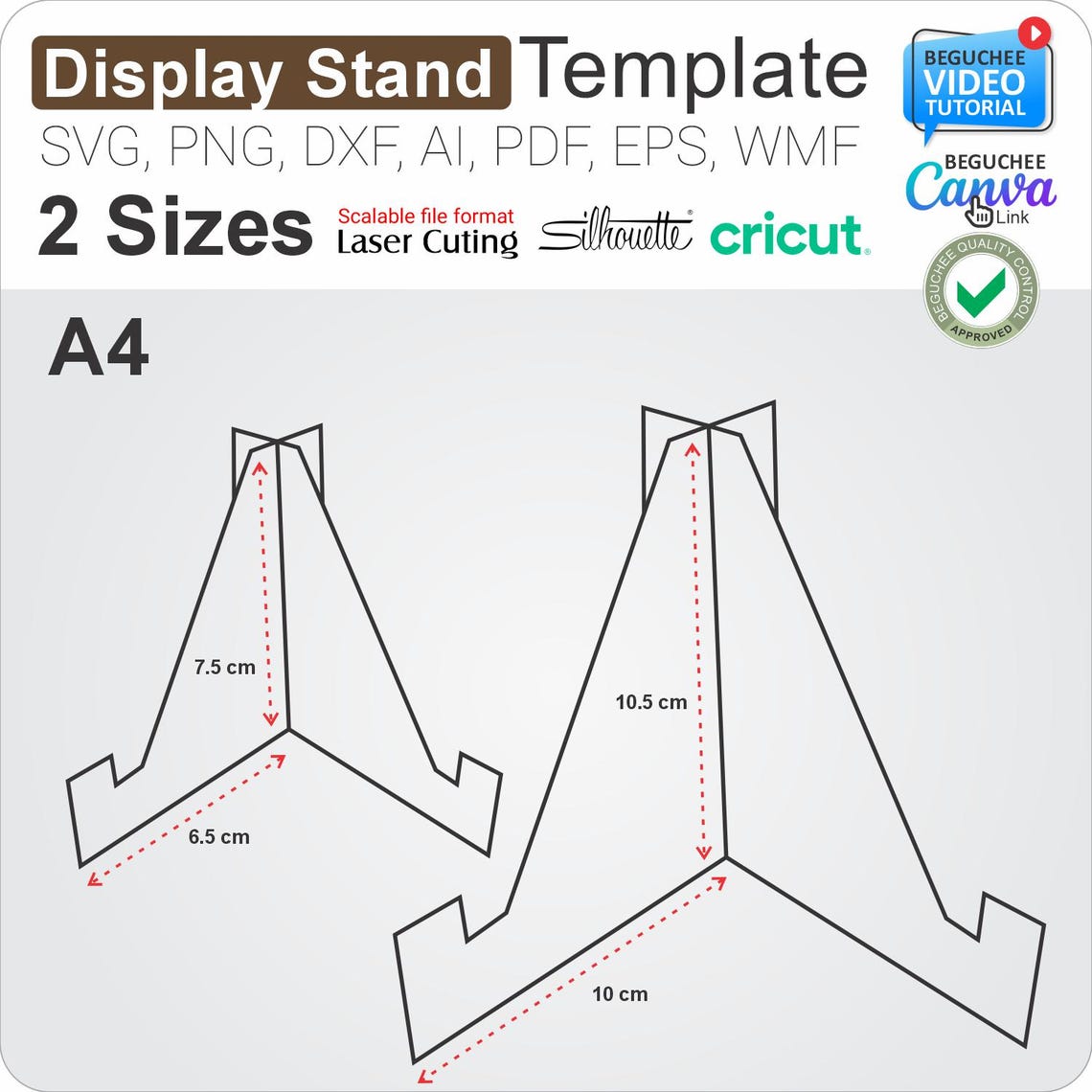 A4 Display Stand Template: Laser Cut SVG for Cricut, Silhouette ...