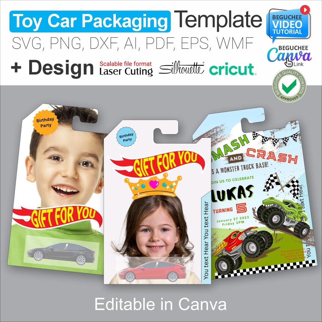 Editable Toy Car Packaging Template: Hot Wheels Favor Tag (digital ...