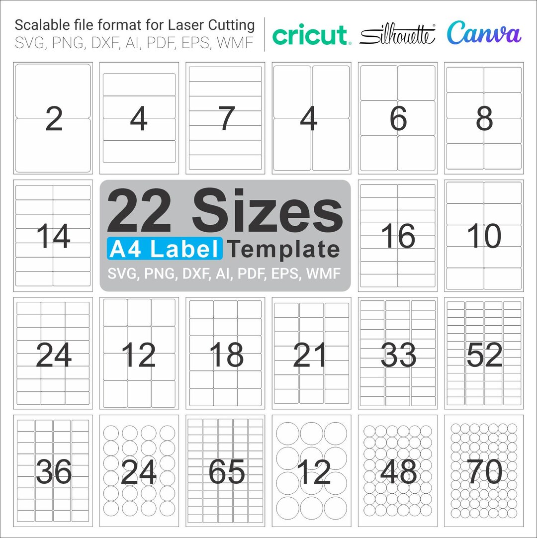 Editable A4 Label Templates Printable DIY Labels in Various Sizes for ...