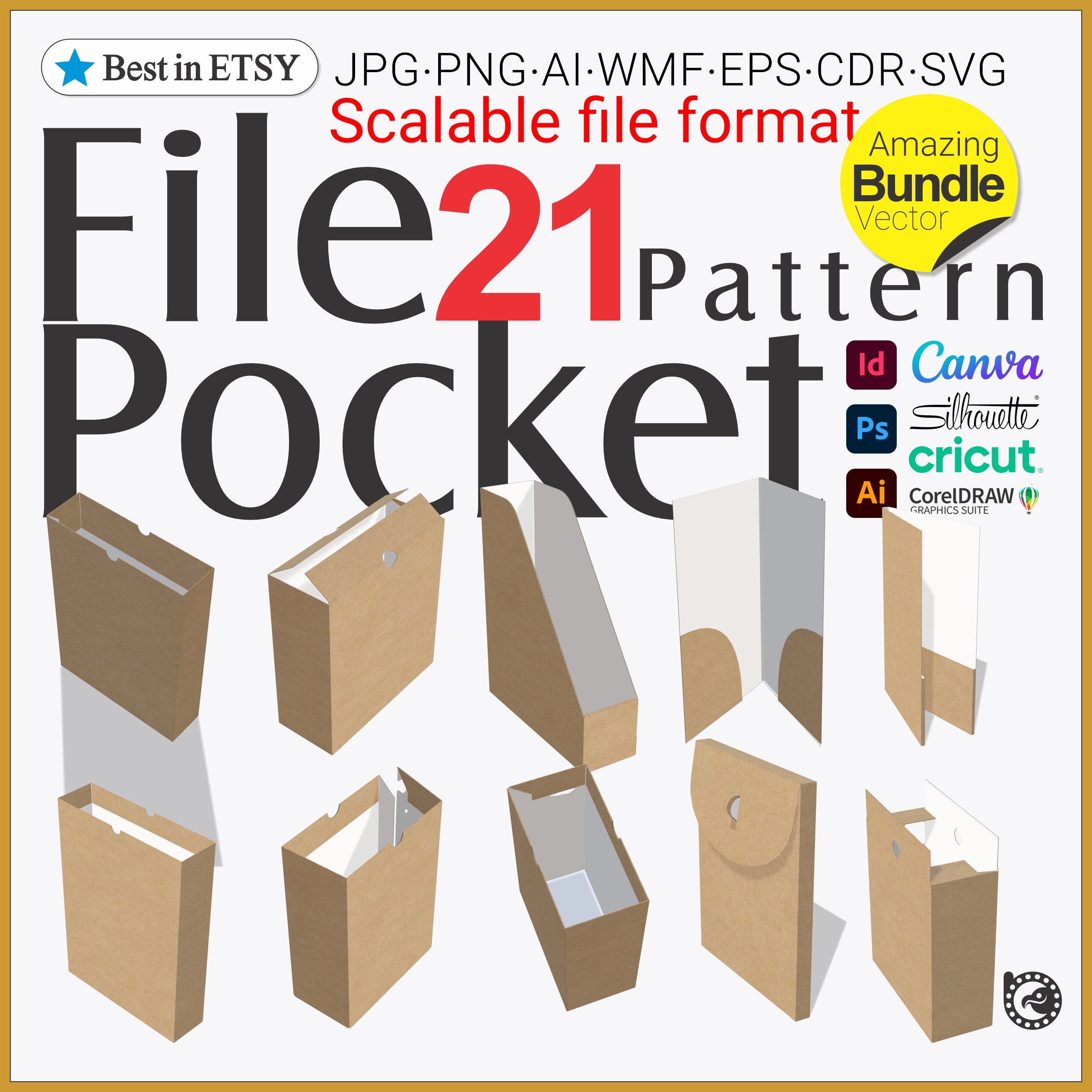 File Pocket Vector Bundle: Package Design, Box Making & EPS, WMF Files ...
