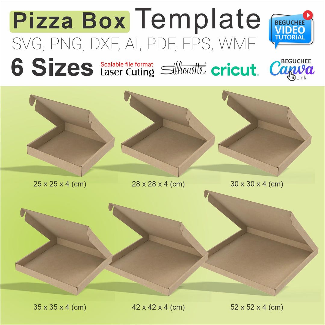 Pizza Box Template: Laser Cut SVG, Cricut & Silhouette (digital ...