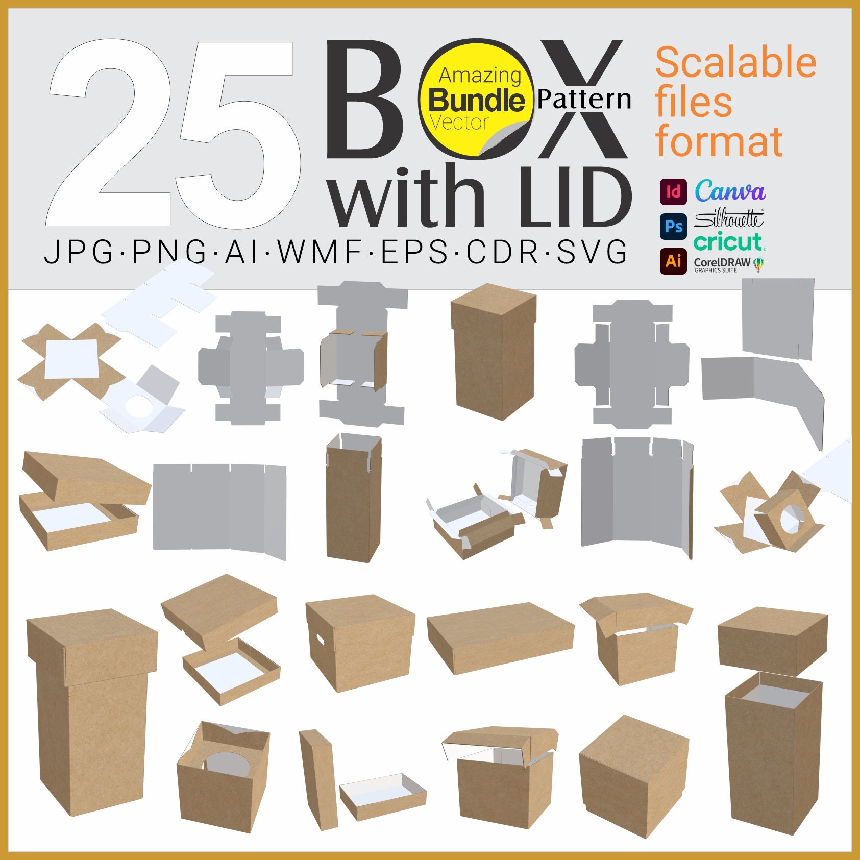 Box With Lid Vector Bundle: Package Design, Box Making & EPS, WMF Files ...