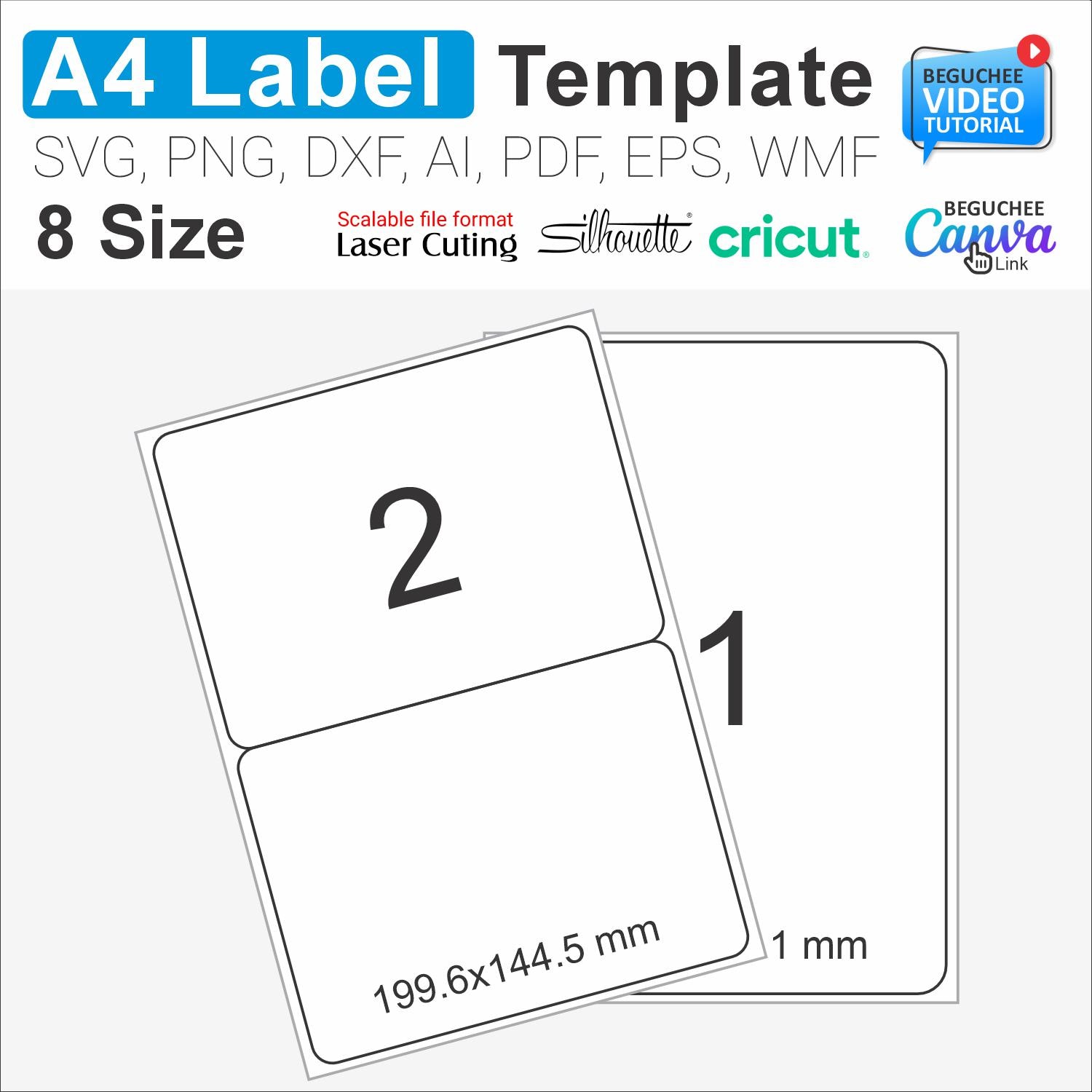 A4 Label Templates: Printable DIY Labels for Canva (digital Download ...