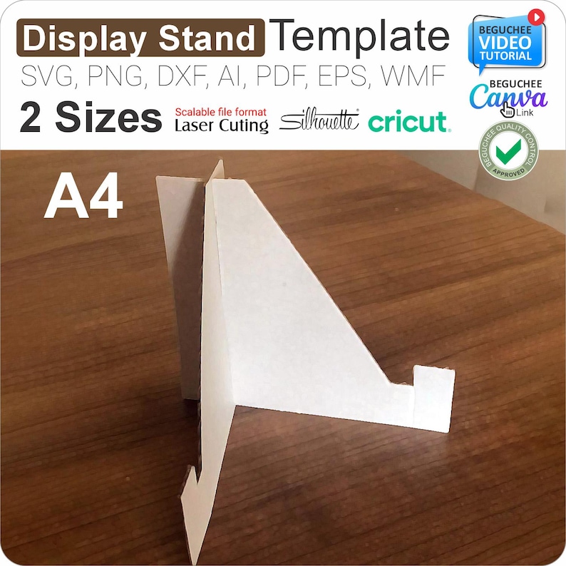 A4 Display Stand Template: Laser Cut SVG for Cricut, Silhouette ...