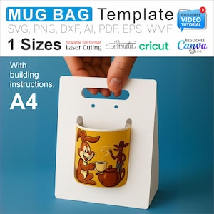 Mug Bag Box Template With Holder for Laser Cutting,diy Cup Packaging ...