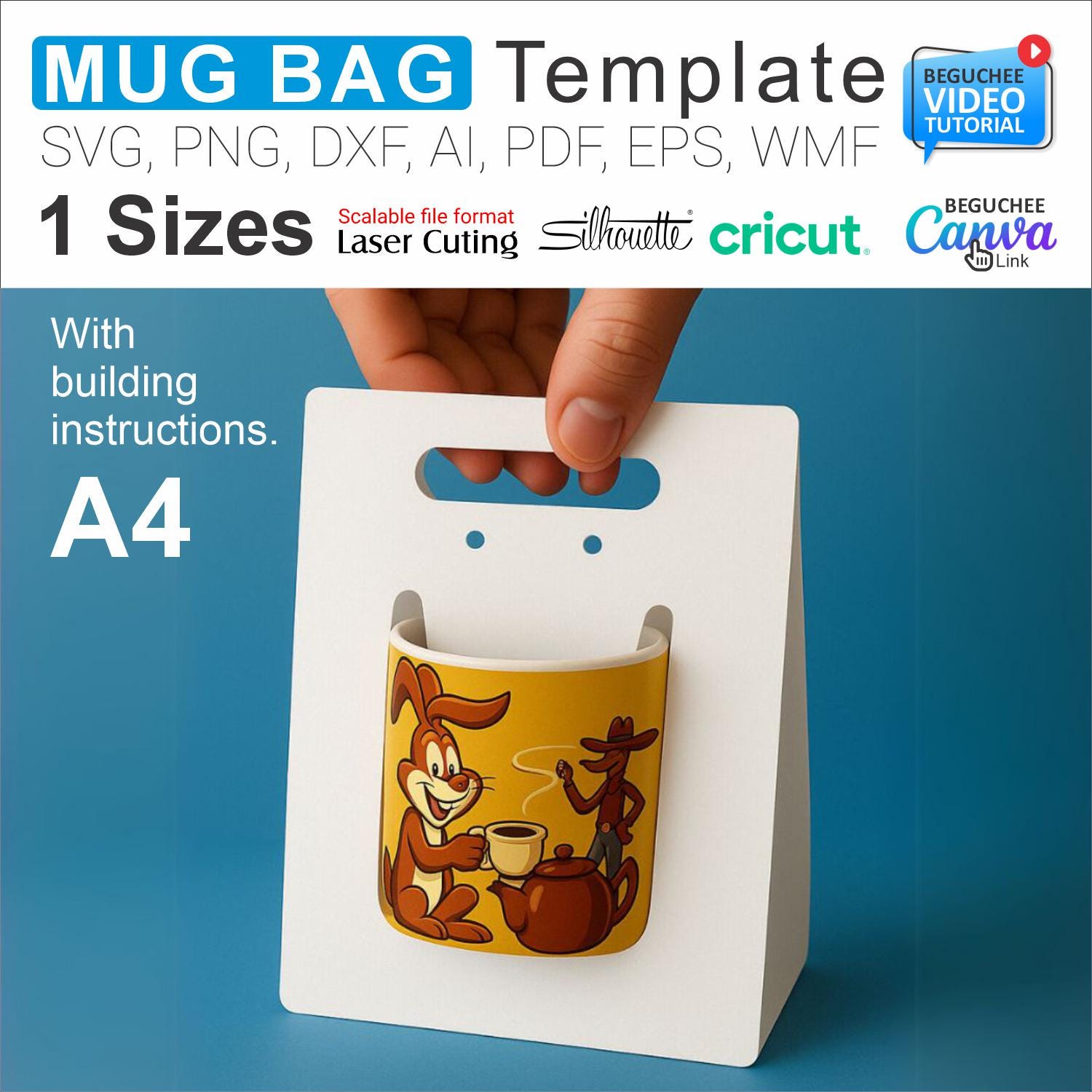 Mug Box Template With Holder: Laser Cut DIY Packaging (digital Download ...