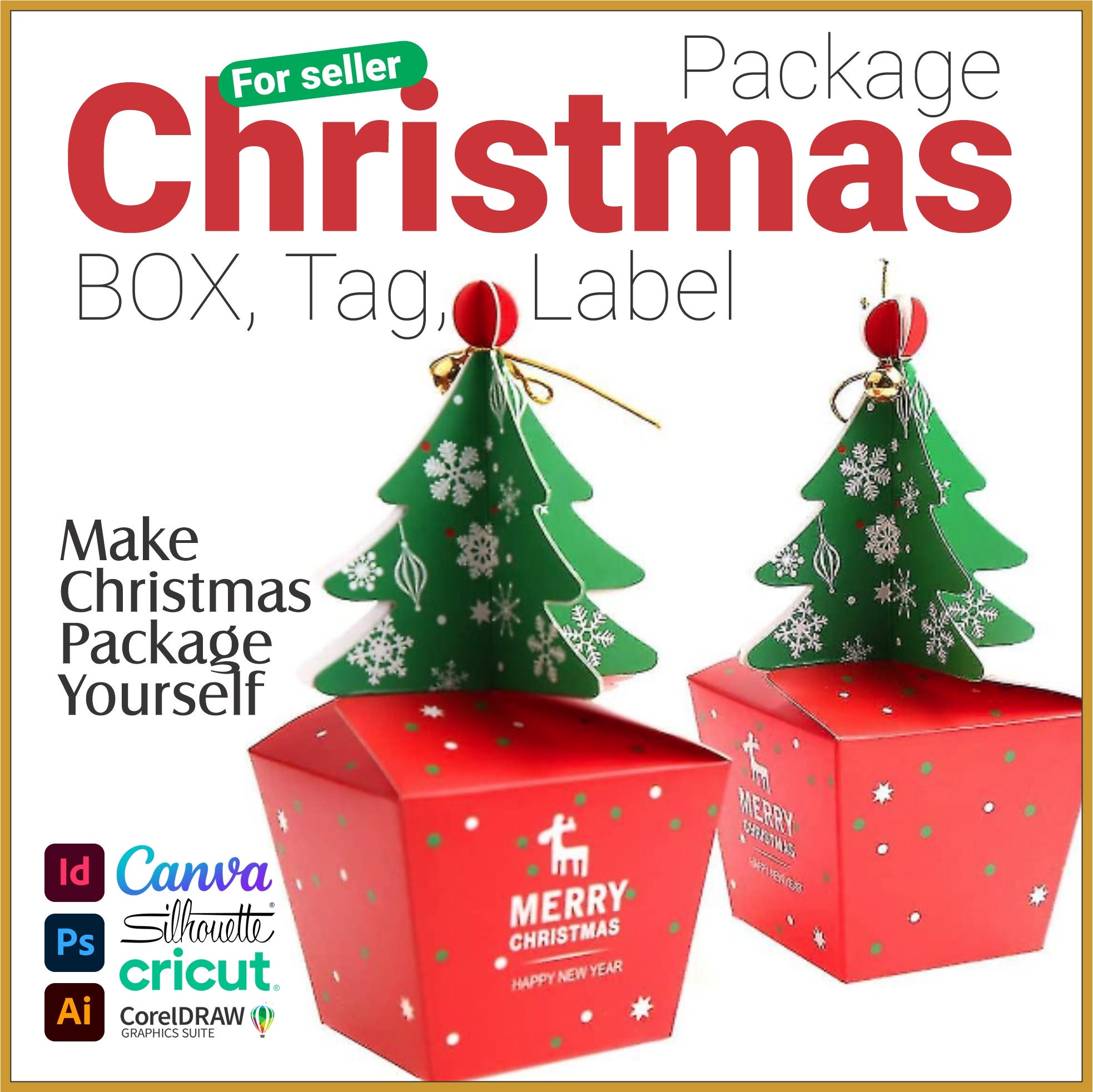 Christmas Box SVG: Christmas Box Template, Ready-to-use Digital Box ...
