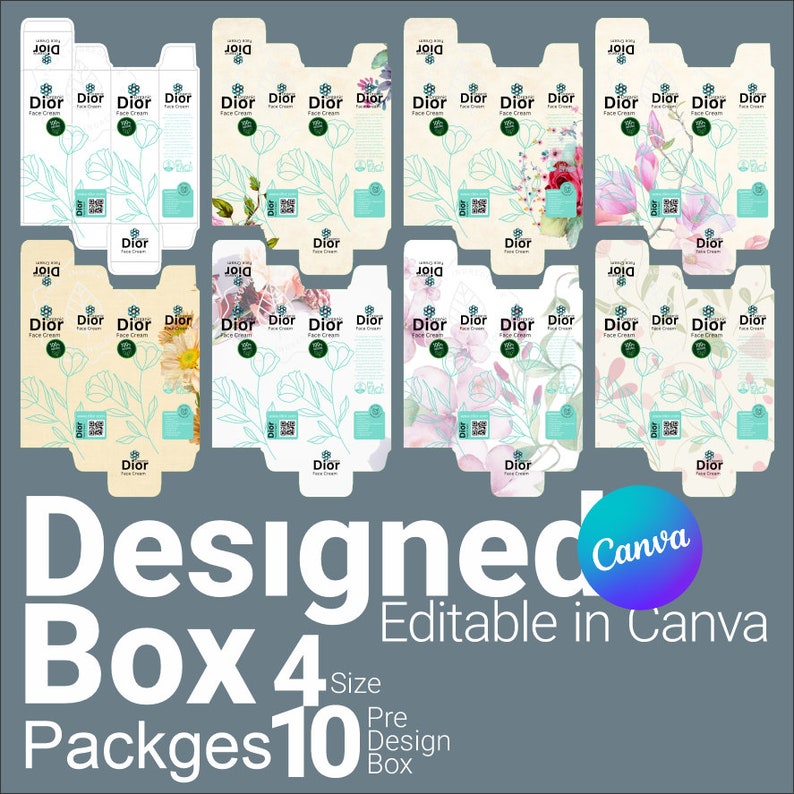 Box Pattern, Package Template Canva-ready Editable Beauty Product ...