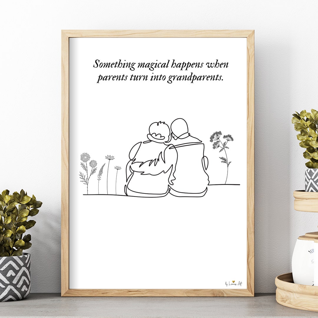 Line Art Grandparent's Gift /family Line Art Wall Decor/ Personalized ...