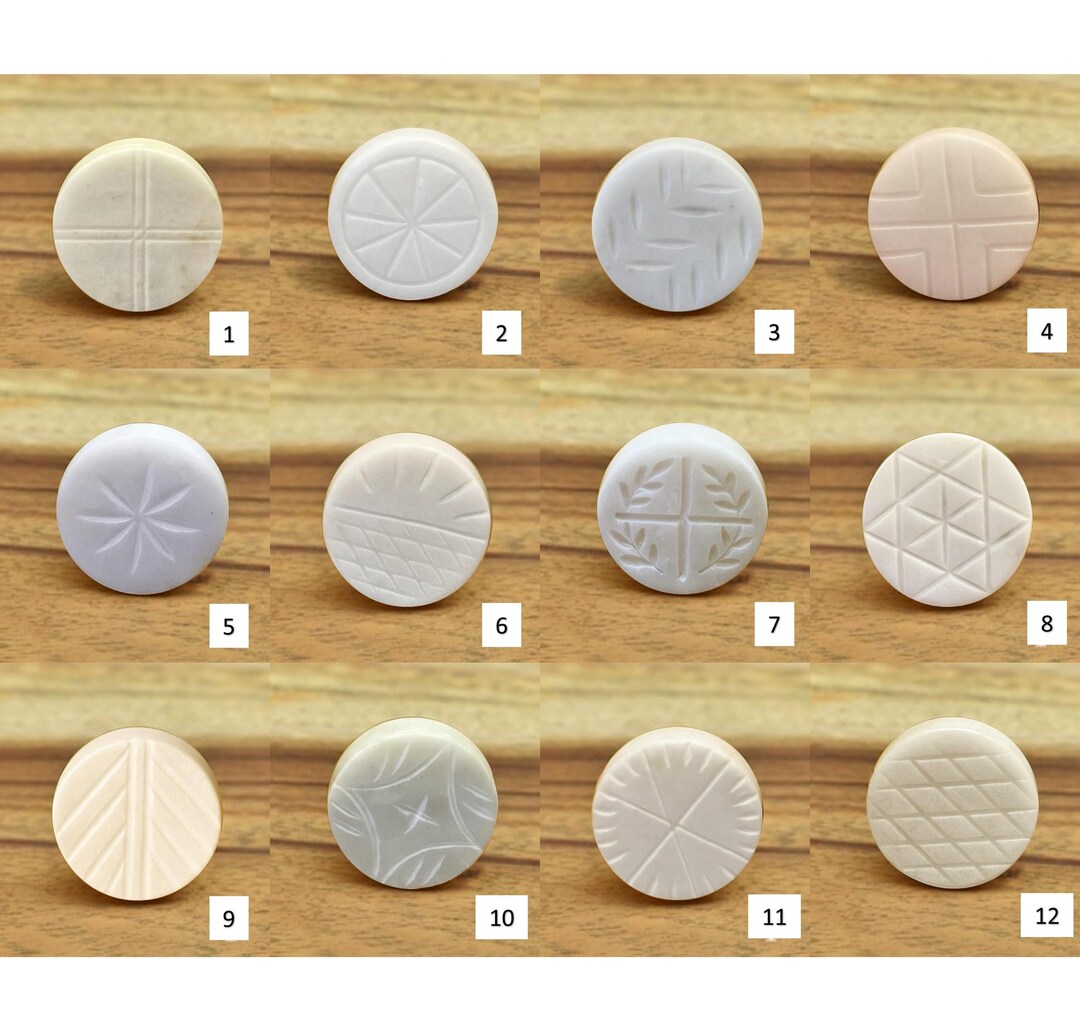Artisan Carved Marble Knobs, Shabby Chic Dresser Handles, Vintage Style ...
