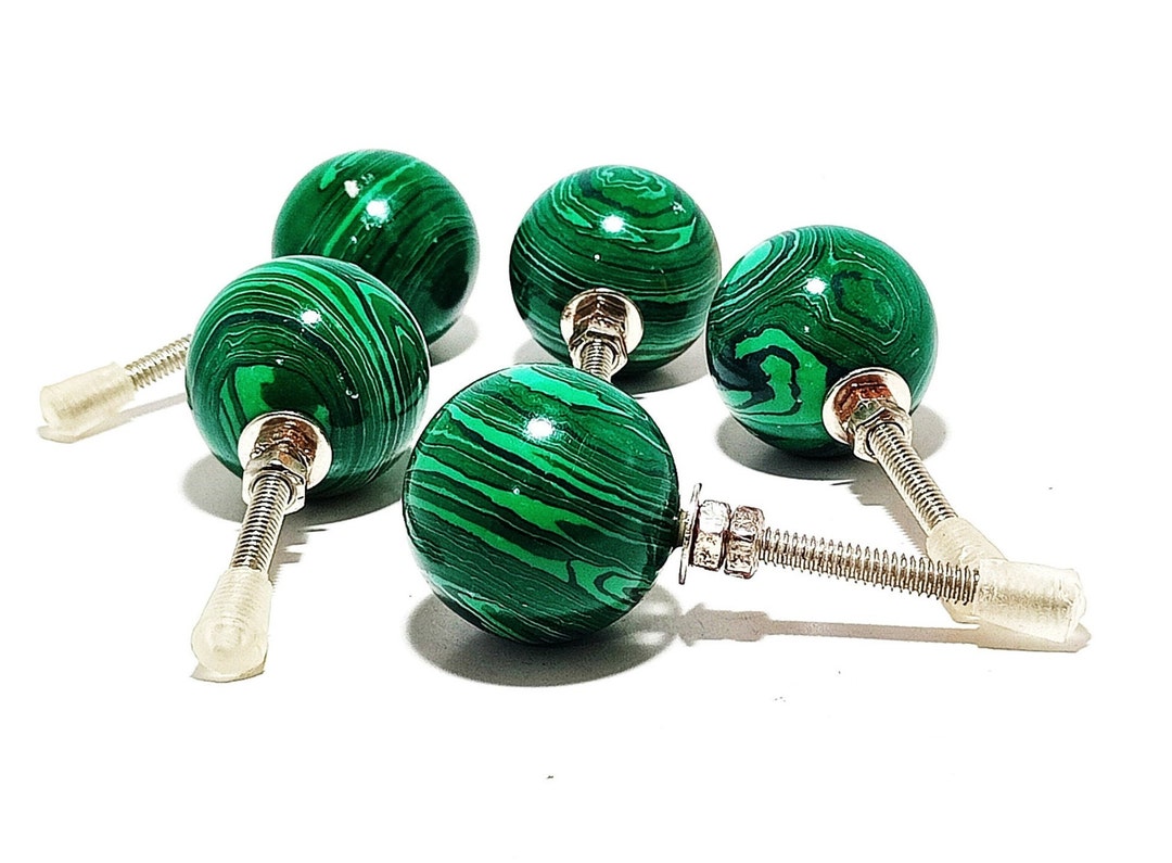 Dark Green Marble Round Stone Door Knob | Hand Crafted Colorful ...
