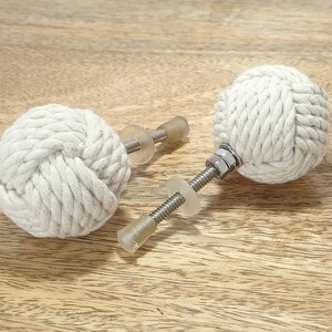 White Cotton Rope Door Knobs, Rope Knot Drawer Knobs, Push Handle Knobs ...