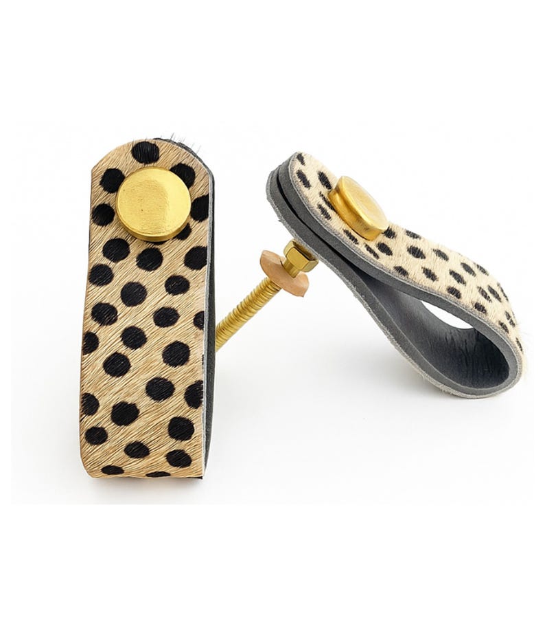 Animal Print Leather Drawer Pull - Thin, Straight Cabinet Knob - Etsy