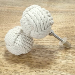 White Cotton Rope Door Knobs, Rope Knot Drawer Knobs, Push Handle Knobs ...