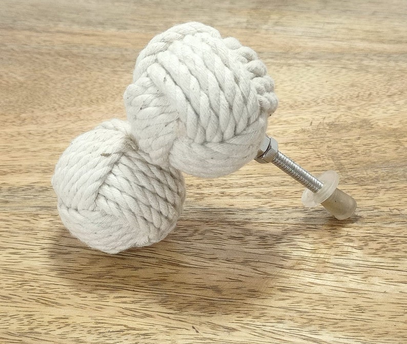 White Cotton Rope Door Knobs Rope Knot Drawer Knobs Push - Etsy