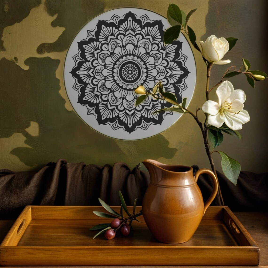 Mandala in a Round or Square Frame Printed for Coloring With Acrylic ...