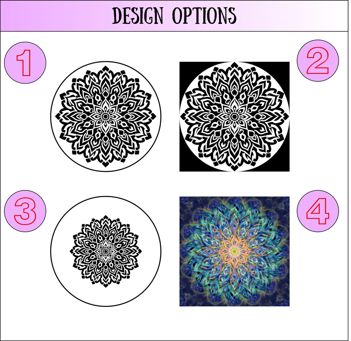Mandala in a Round or Square Frame Printed for Coloring With Acrylic ...