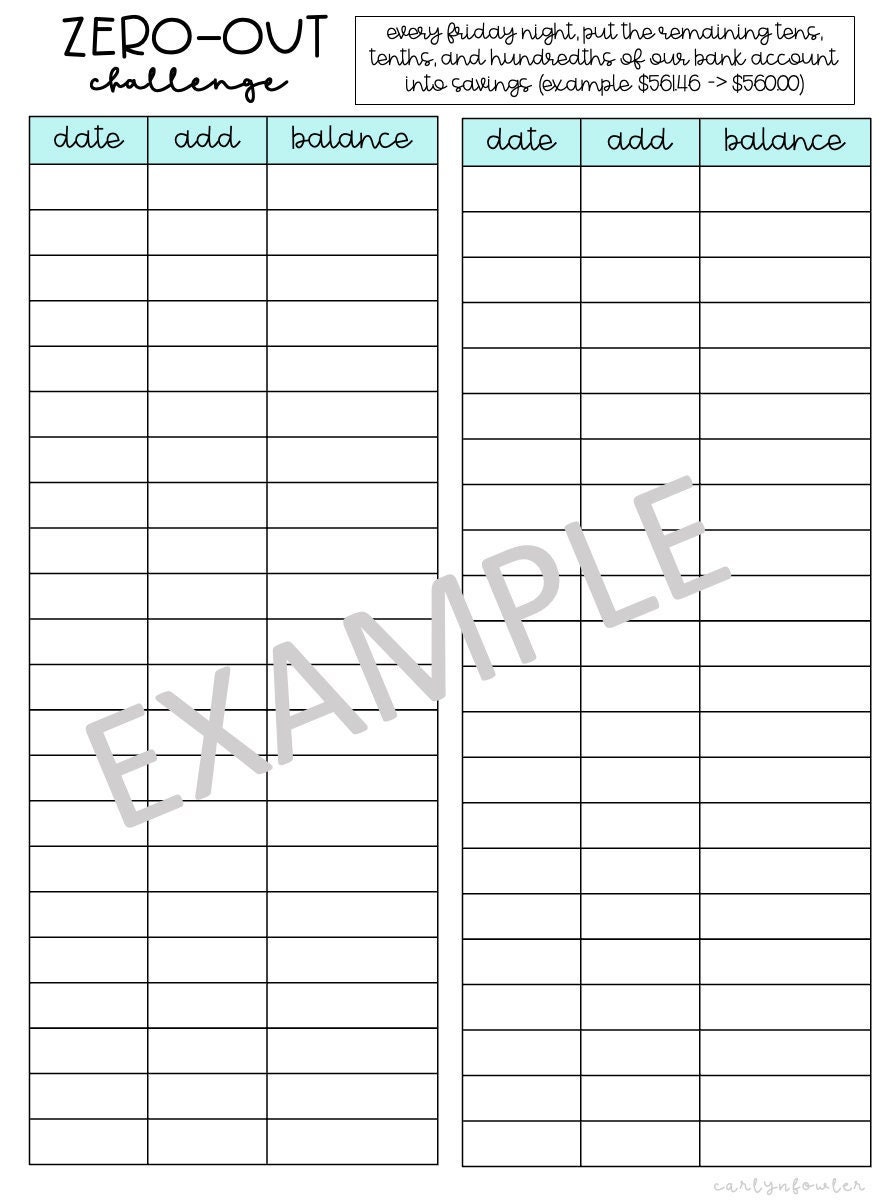 Weekly Zero-out Savings Challenge - Etsy