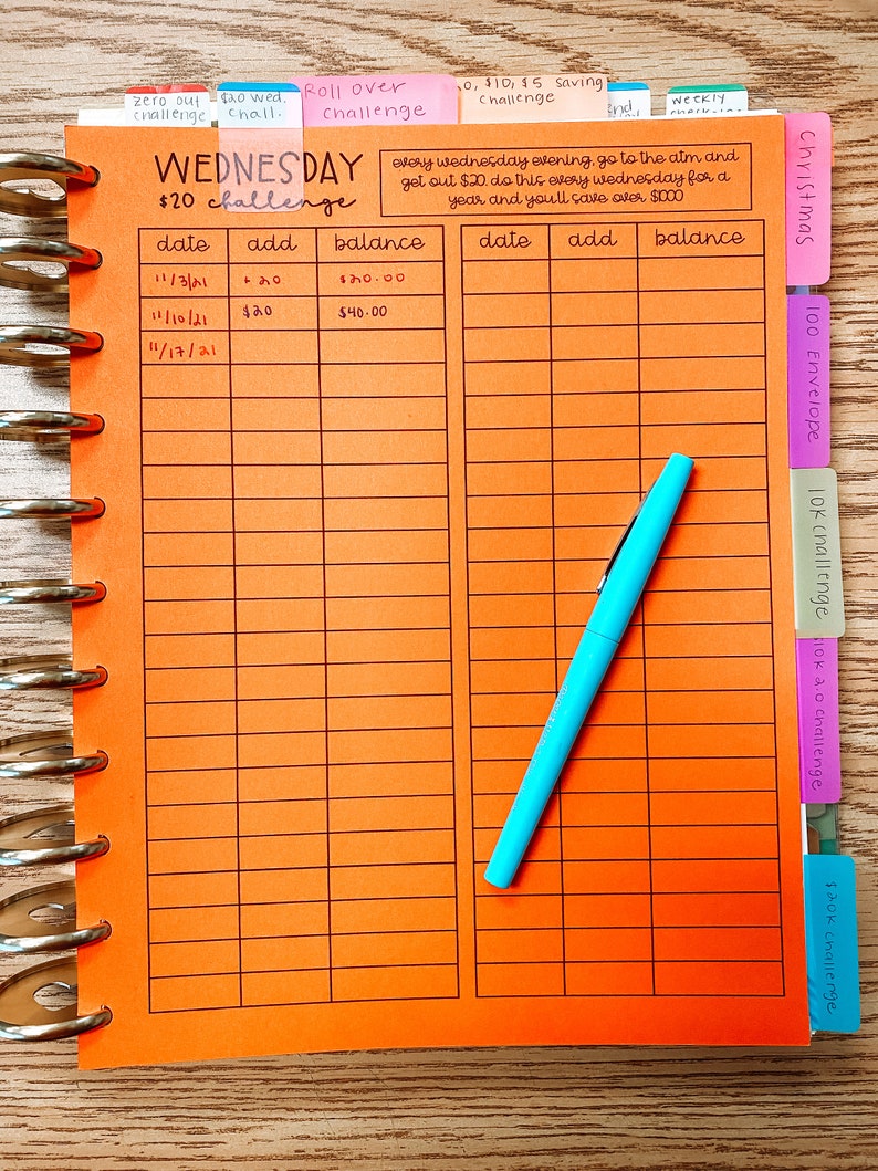 Midweek Savings Challenge Tracker - Etsy