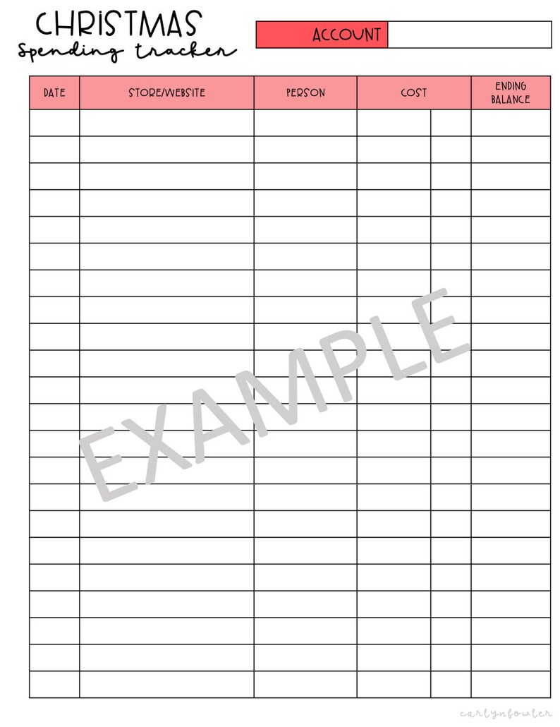 Christmas Spending Tracker - Etsy