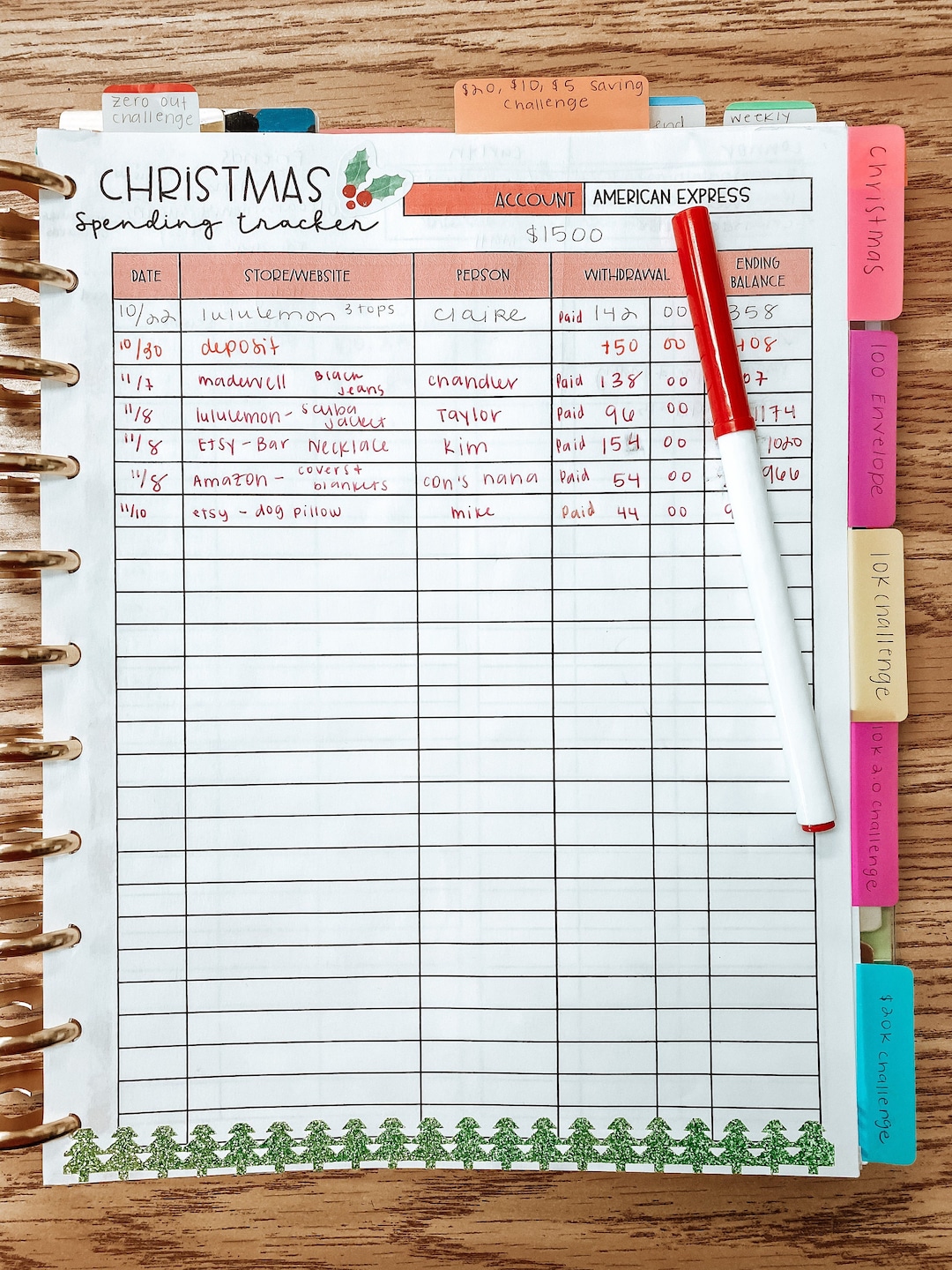 Christmas Spending Tracker - Etsy