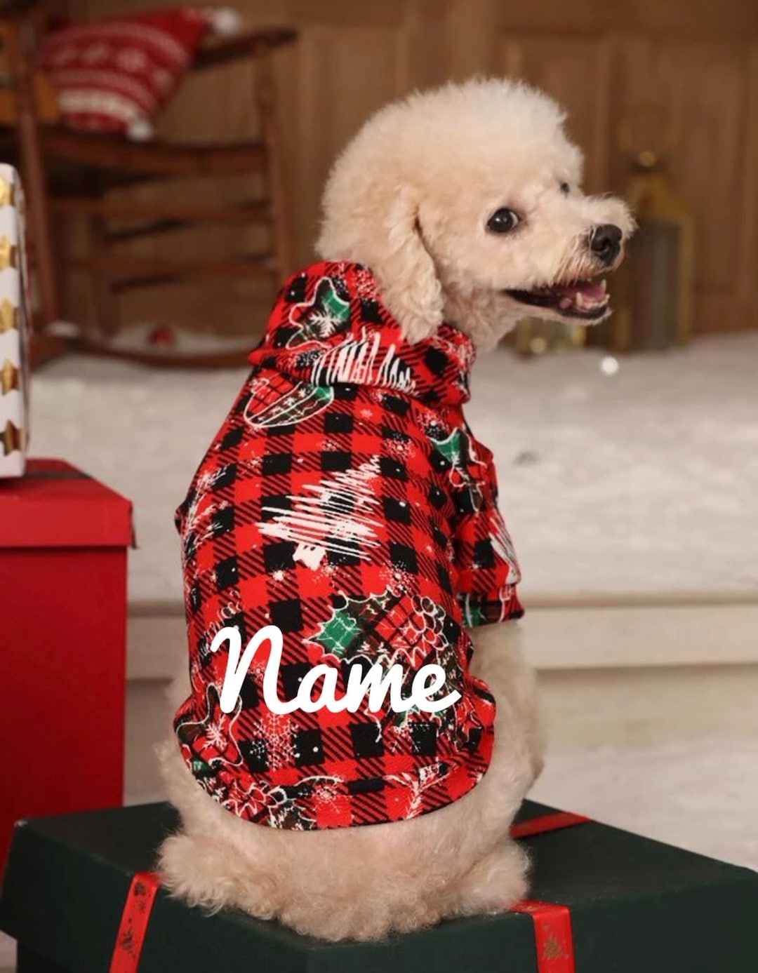 Holiday Dog Hoodie Christmas Dog Sweater Large Dog Hoodie Plaid Dog ...