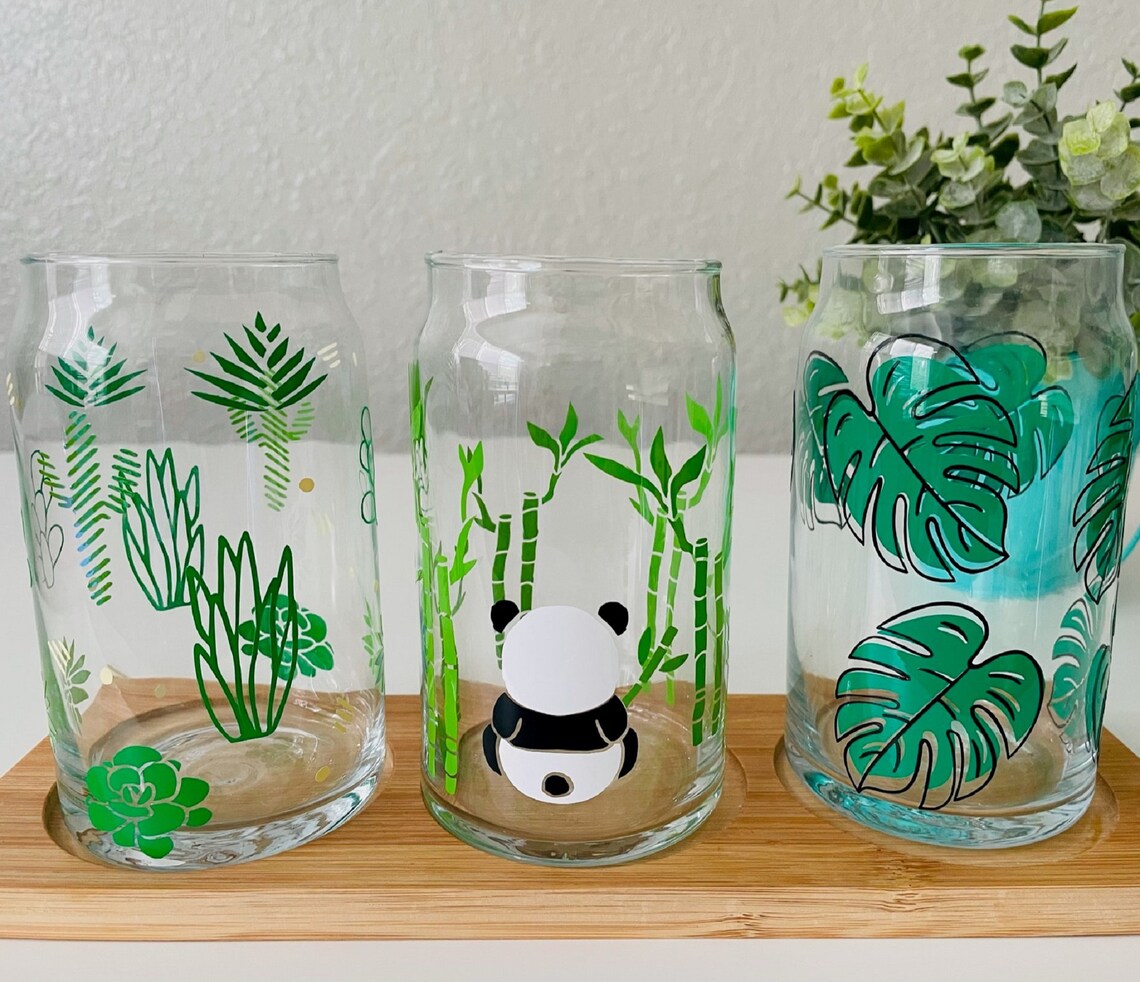 Panda Glass Cup Iced Drink Ware Iced Coffee Cup Coffee - Etsy