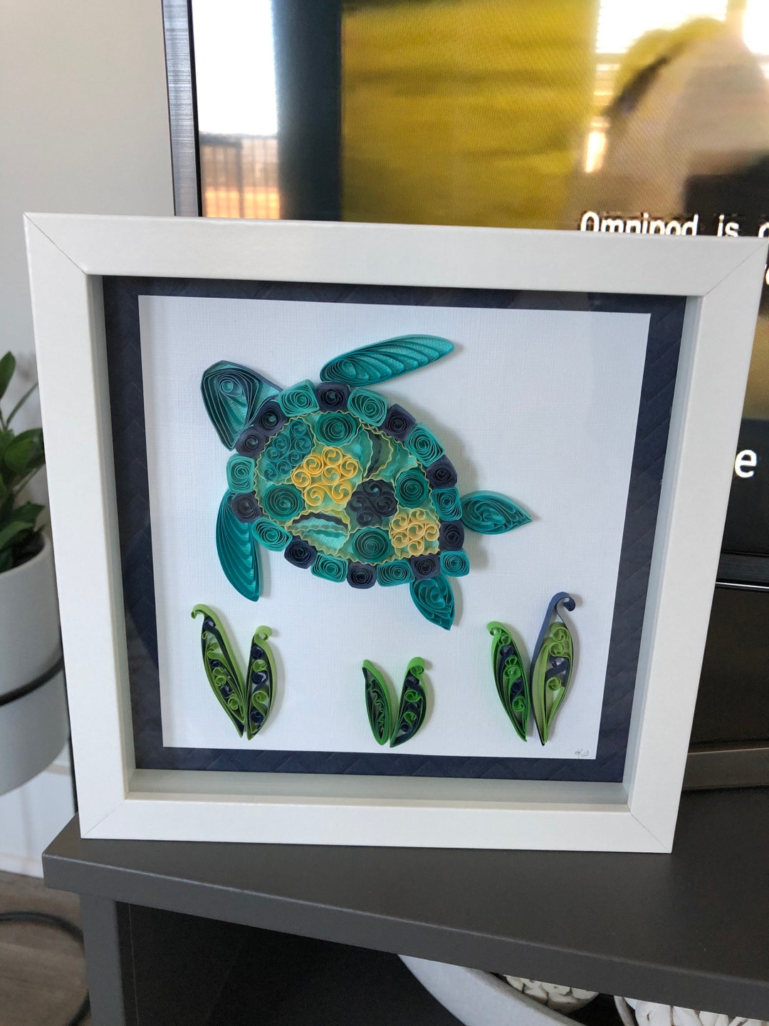 Quilled Sea Turtle Shadow Box Wall Art Shelf Décor | 3D Art Sea Life ...
