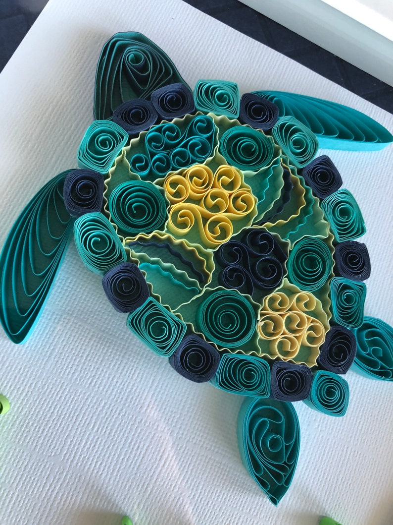 Quilled Sea Turtle Shadow Box Wall Art Shelf Décor 3D Art Sea Life Wall ...
