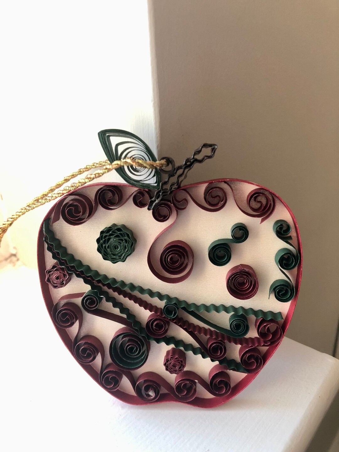 Apple Gift |whimsical Quilled Apple Holiday Christmas Ornament | Unique ...