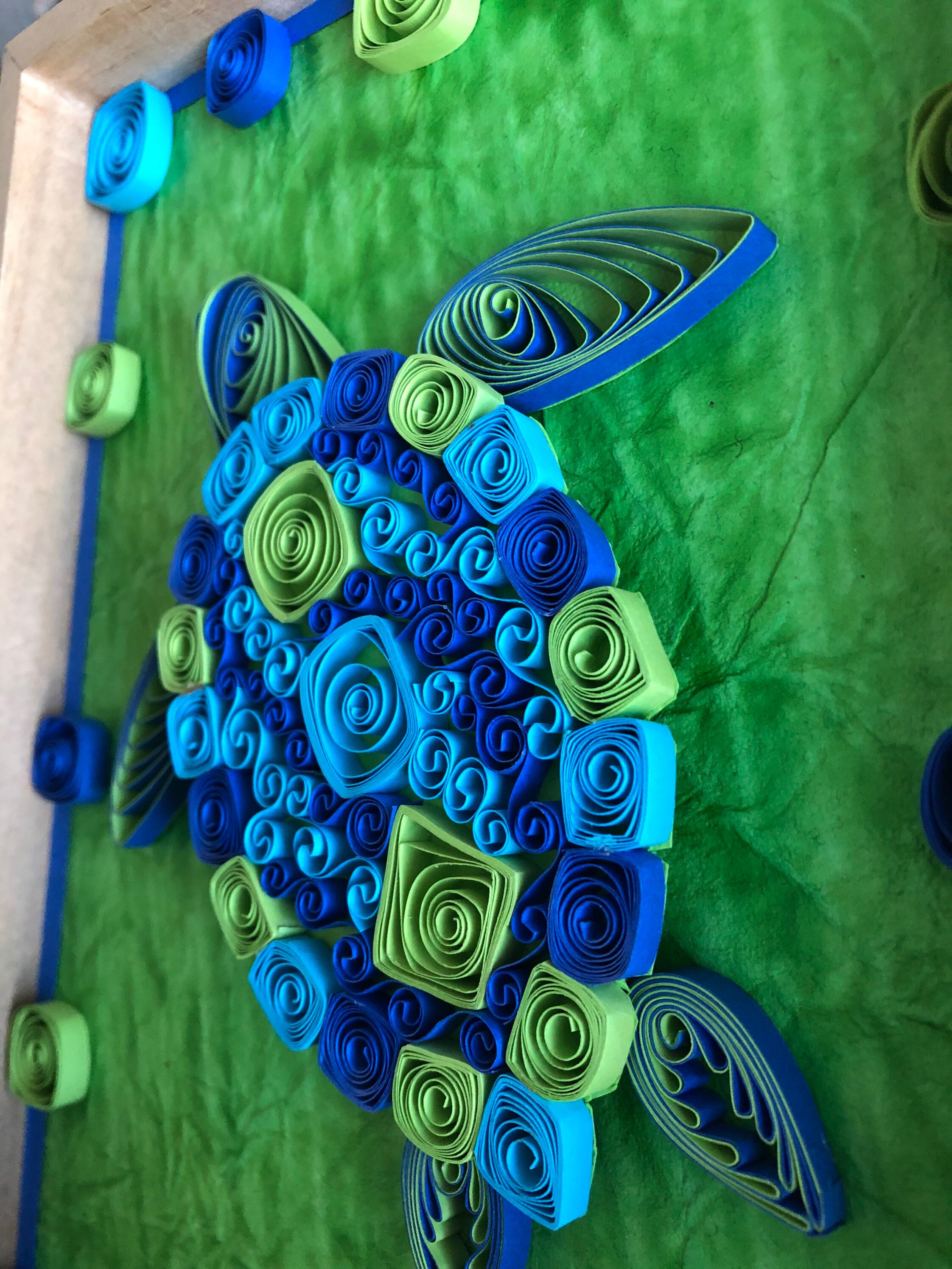 Unique Quilled Tropical Island Hawaiian Sea Turtle Lover Framed Quilled ...