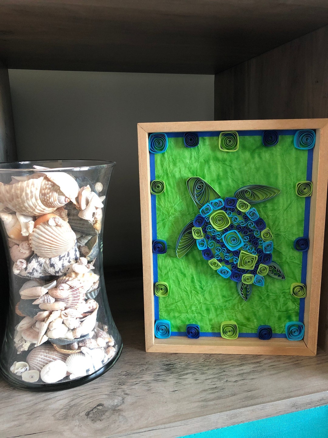 Unique Quilled Tropical Island Hawaiian Sea Turtle Lover Framed Quilled ...