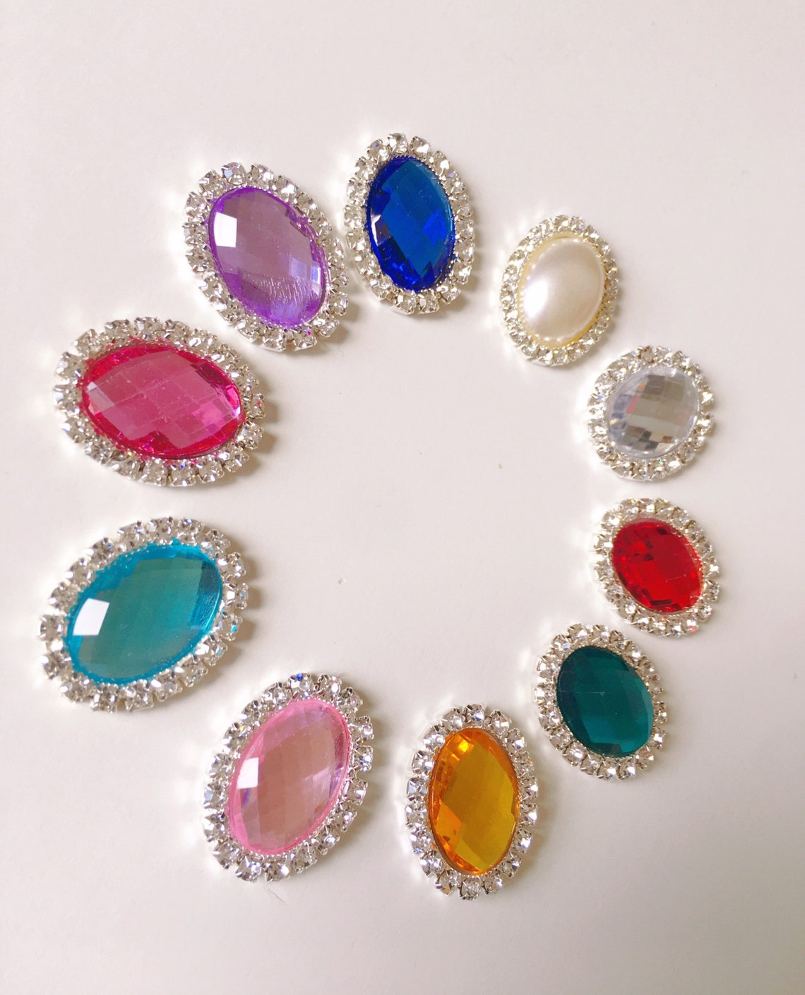 Sew on Crystals Oval Glass Rhinestones Button Flat Back Sew on in ...