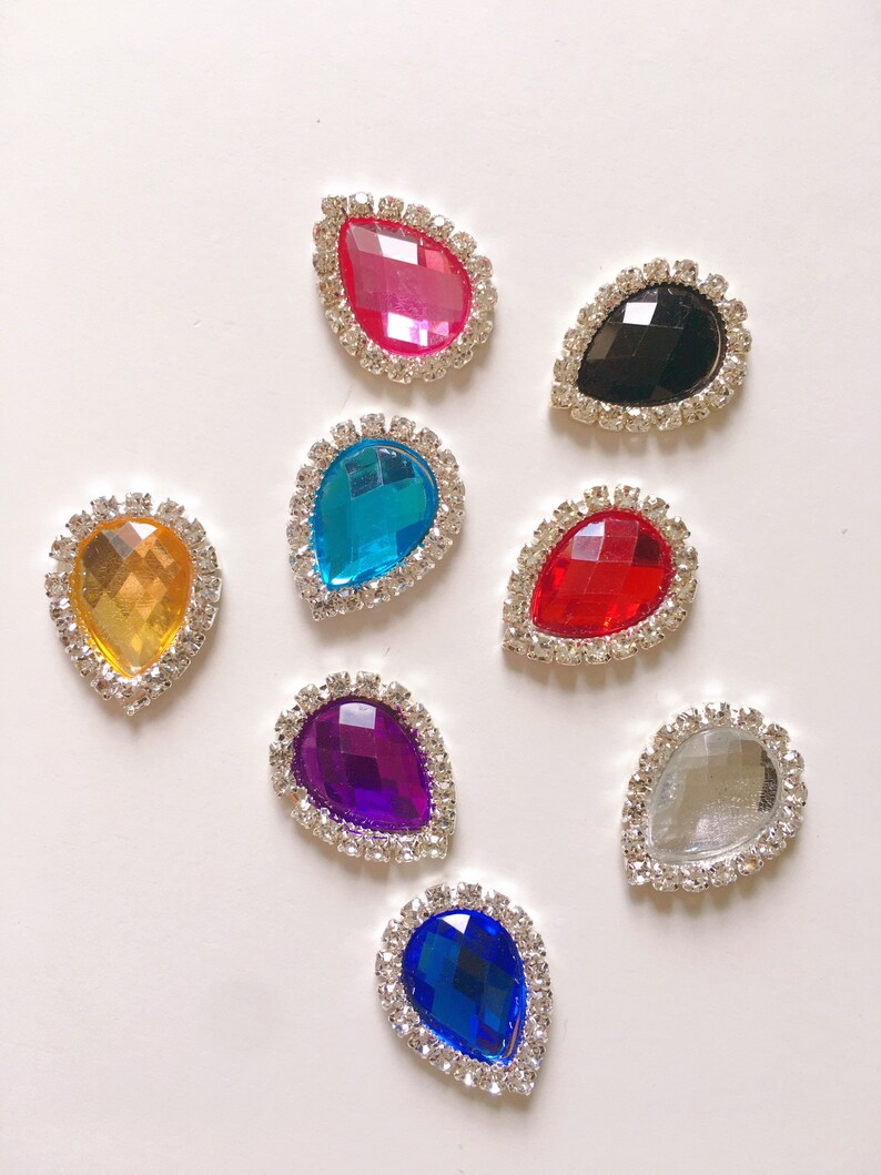 Sew on Crystals Tear Drop Pear Glass Rhinestones Button Flat Back Sew ...