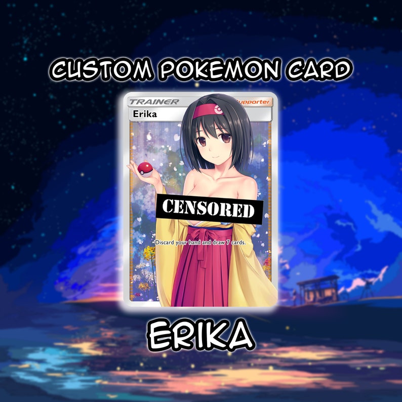 Pokémon Erika Full Art Card Custom/orica LEWD Holographic - Etsy Australia