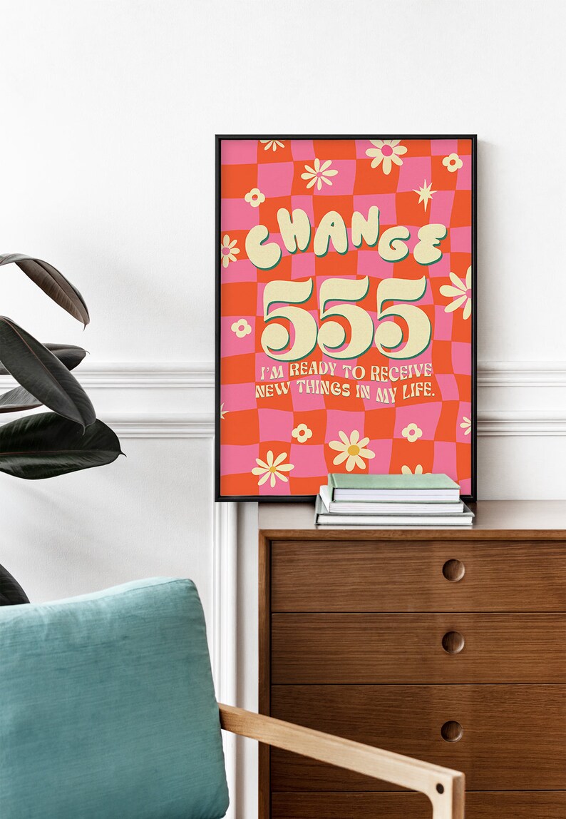 ANGEL NUMBER 555 Retro Wall Art Print, Spiritual Wall Art, Retro Wall ...