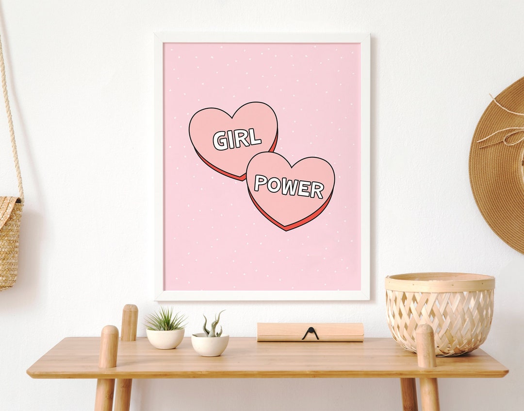 Girl Power Hearts Print, Feminist Modern Wall Art (digital Download) - Etsy