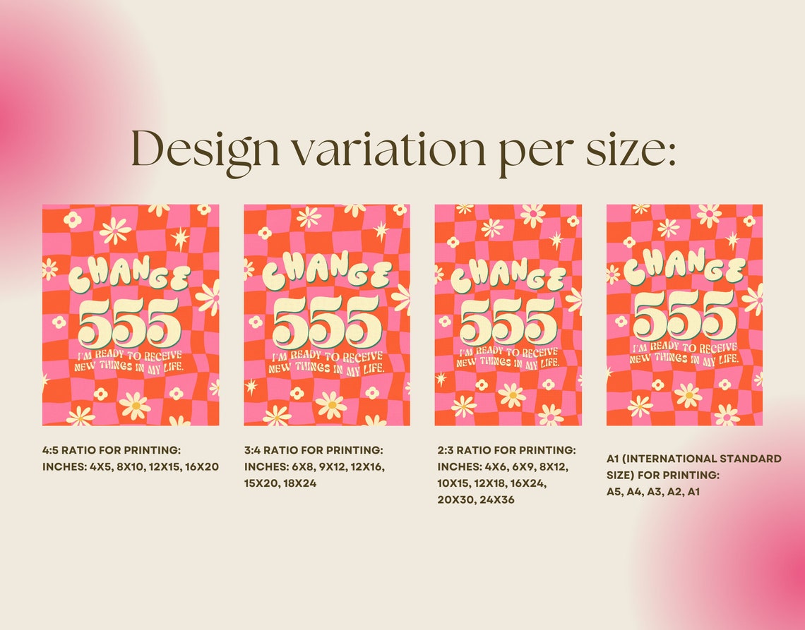 ANGEL NUMBER 555 Retro Wall Art Print, Spiritual Wall Art, Retro Wall ...