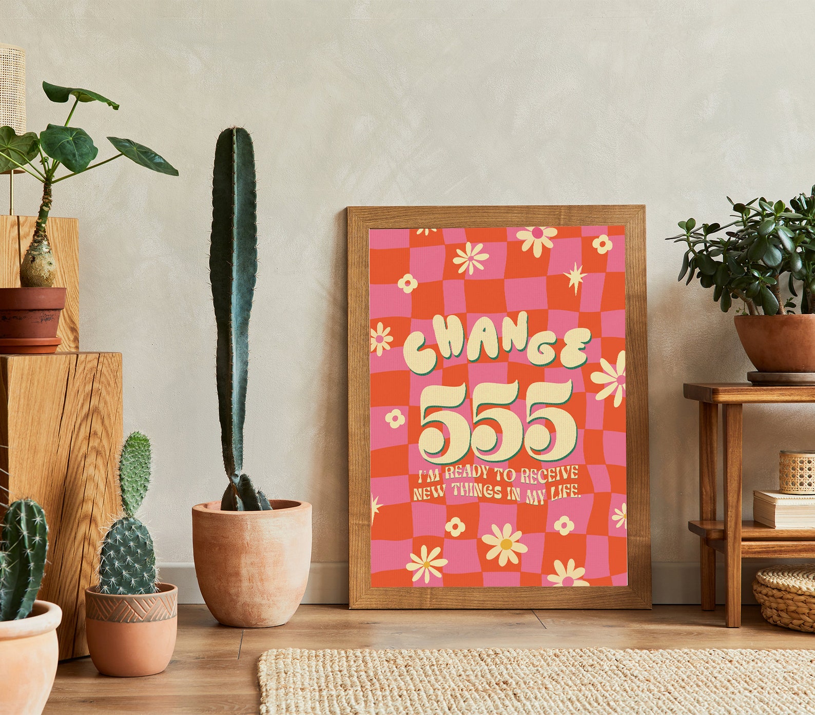 ANGEL NUMBER 555 Retro Wall Art Print, Spiritual Wall Art, Retro Wall ...