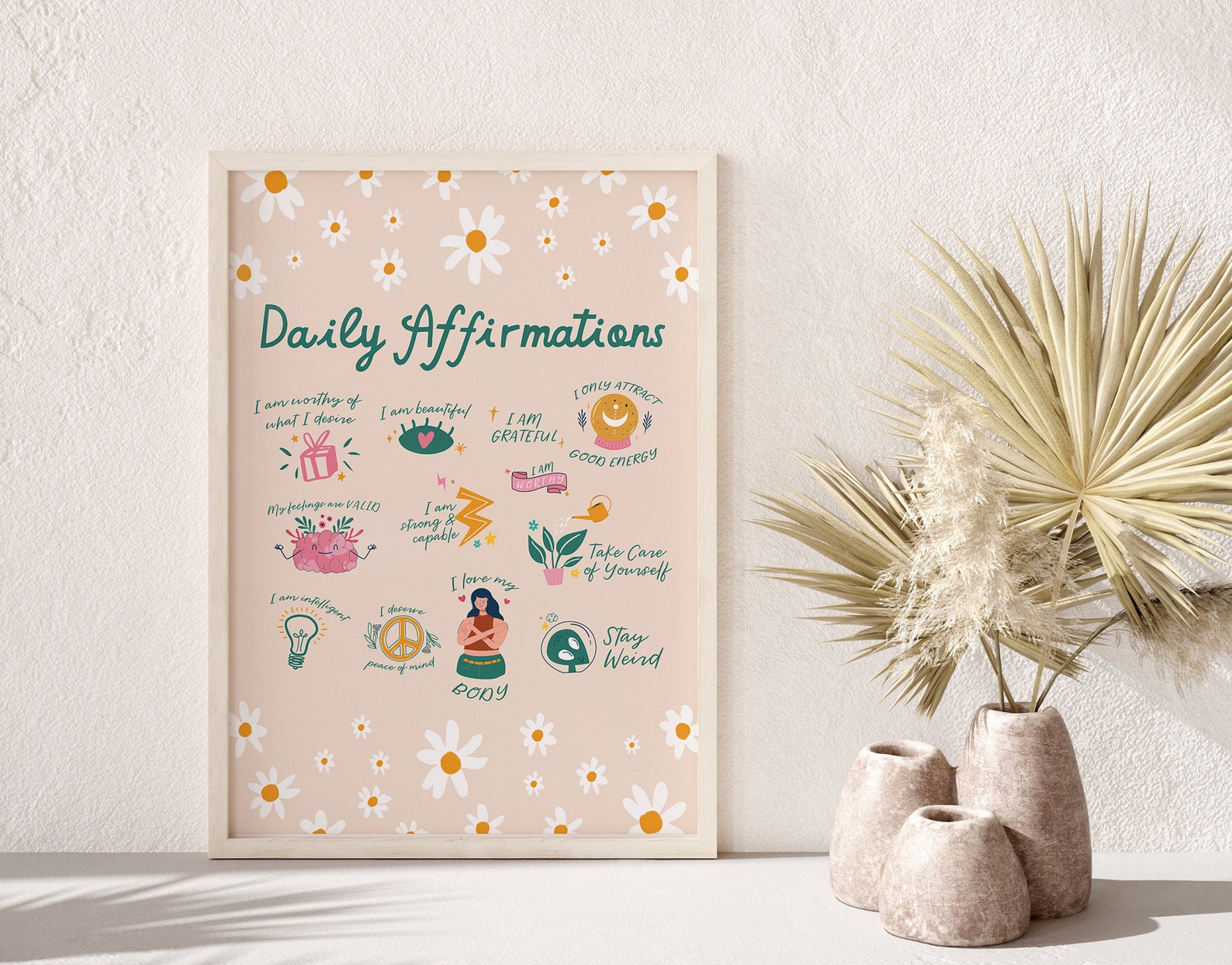 Daily Affirmations Printable Art Mantras Motivation - Etsy
