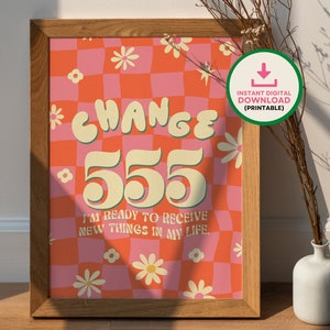 ANGEL NUMBER 555 Retro Wall Art Print, Spiritual Wall Art, Retro Wall ...