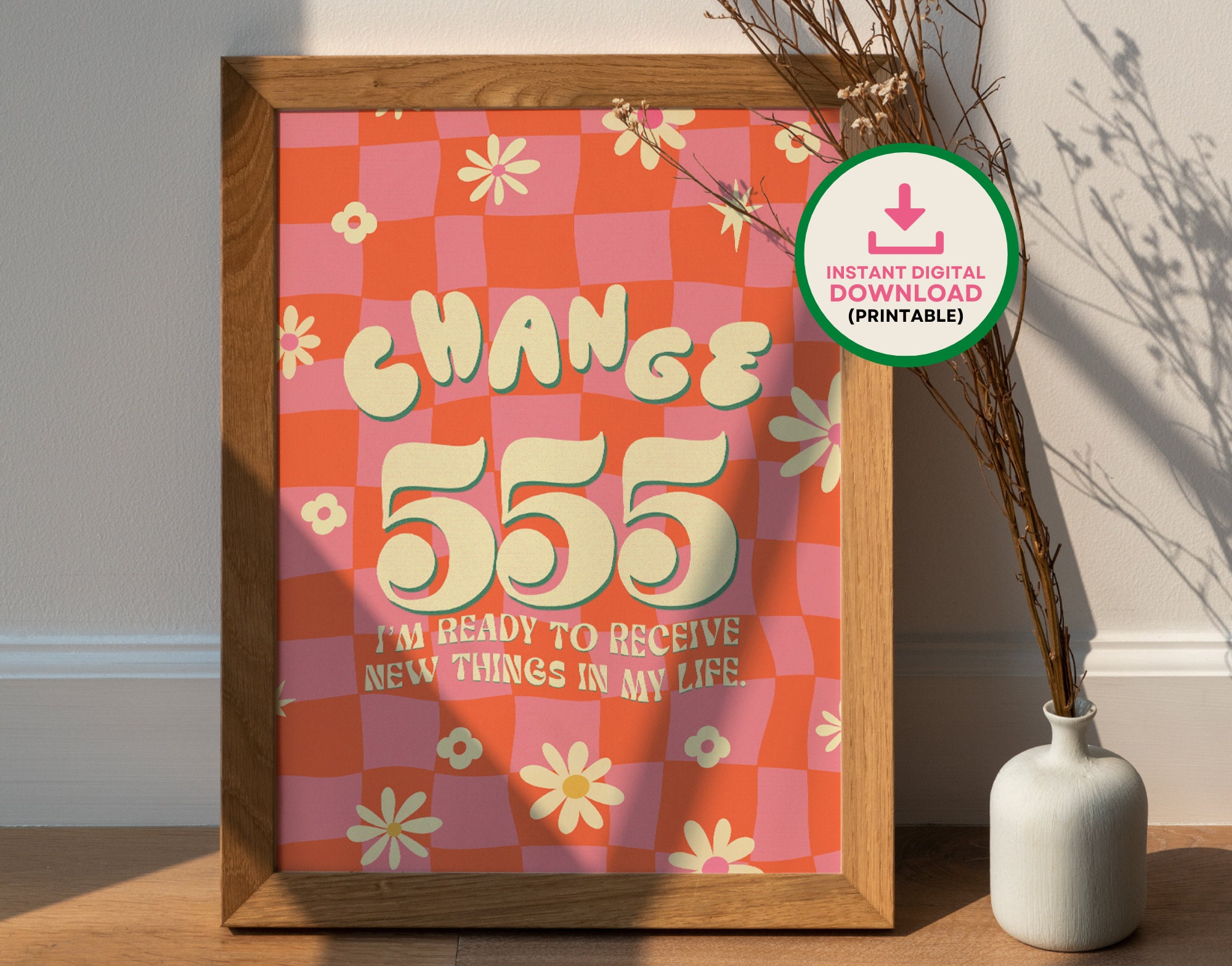 ANGEL NUMBER 555 Retro Wall Art Print, Spiritual Wall Art, Retro Wall ...