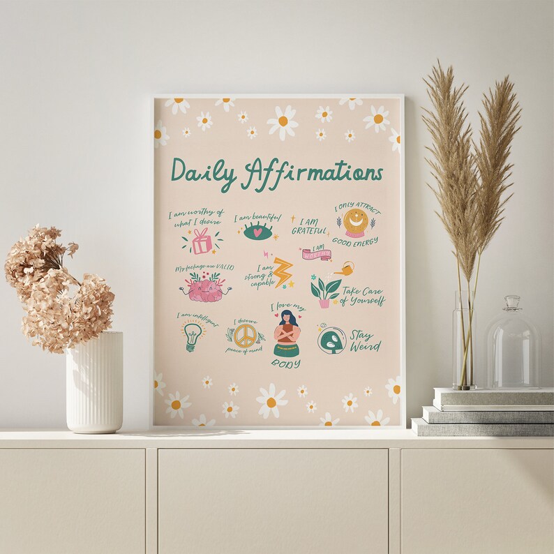 Daily Affirmations Printable Art Mantras Motivation - Etsy