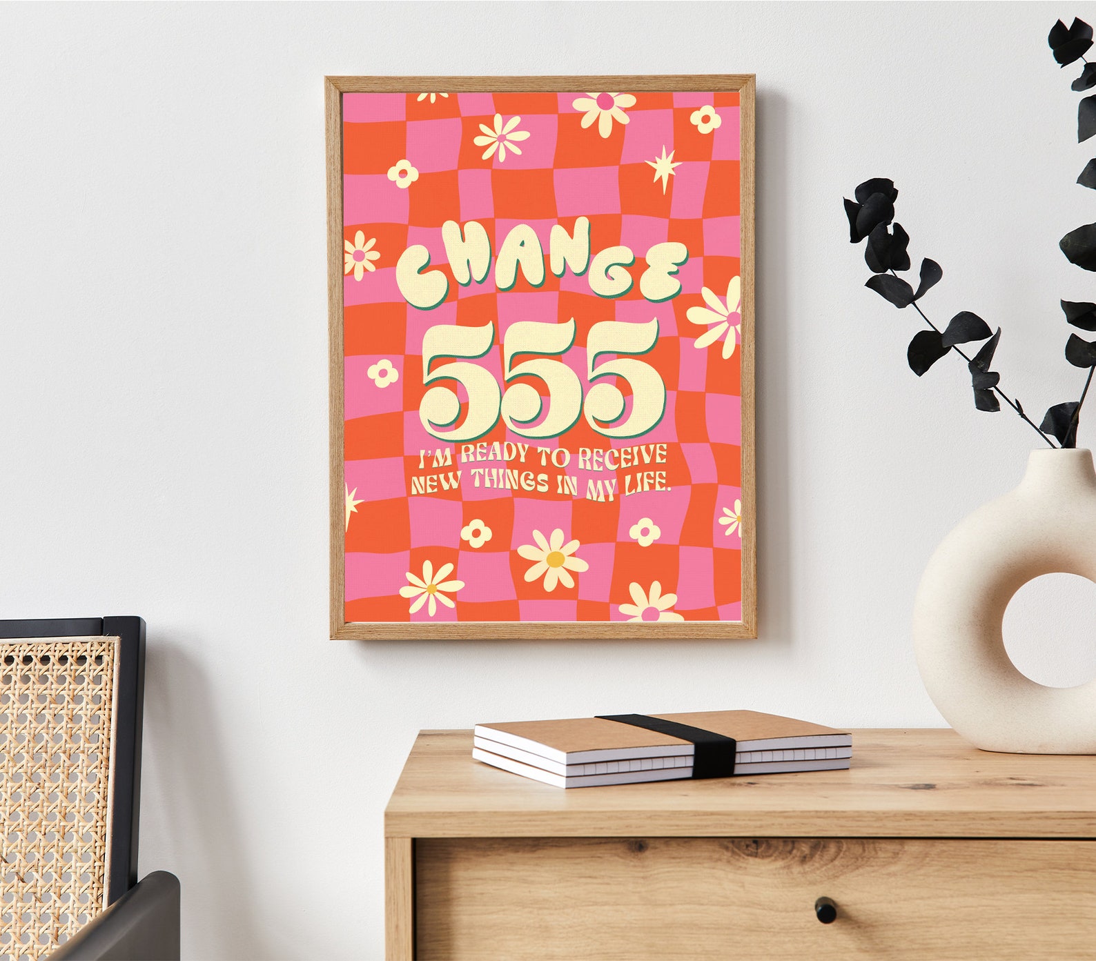 ANGEL NUMBER 555 Retro Wall Art Print, Spiritual Wall Art, Retro Wall ...