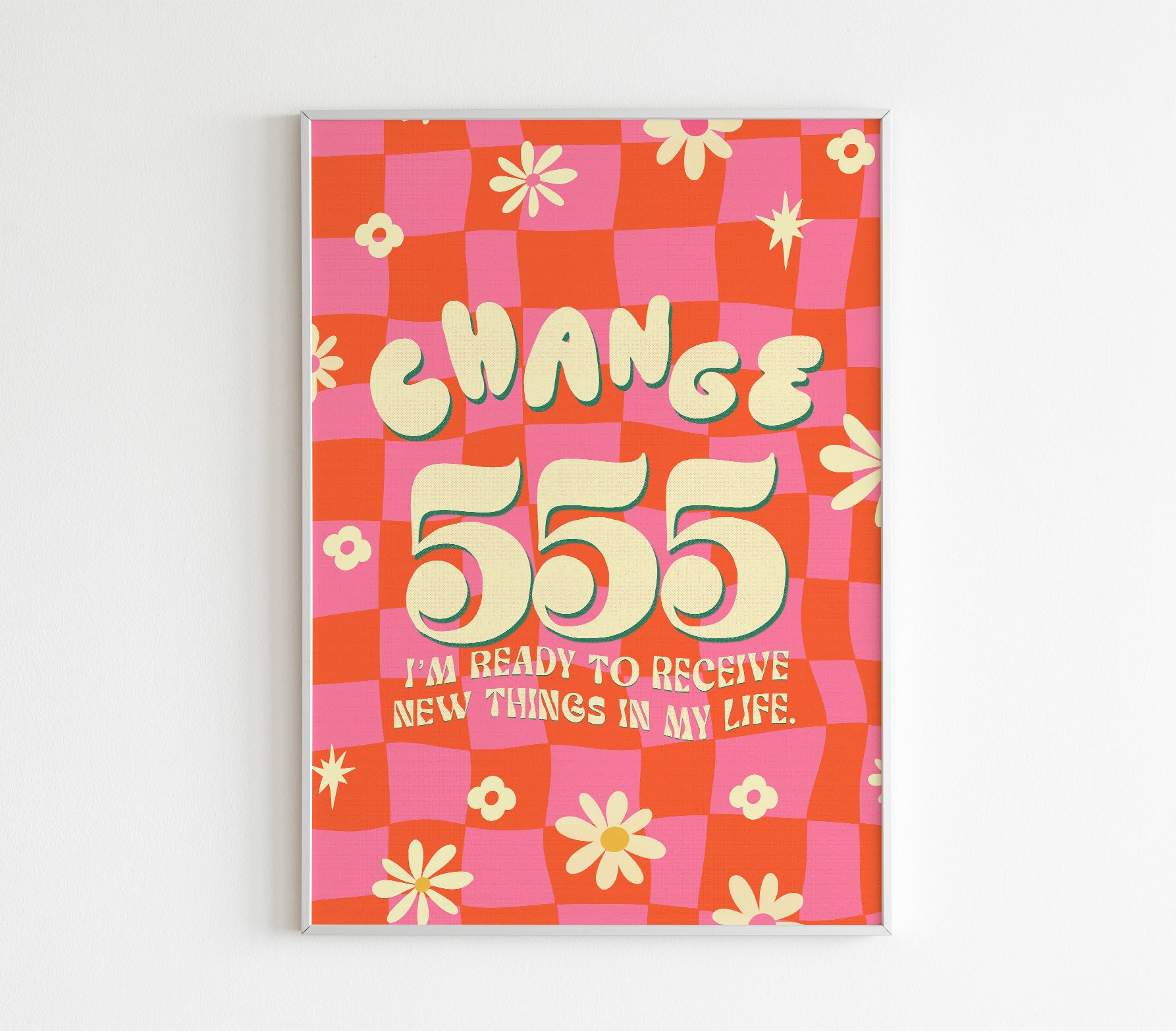 ANGEL NUMBER 555 Retro Wall Art Print, Spiritual Wall Art, Retro Wall ...