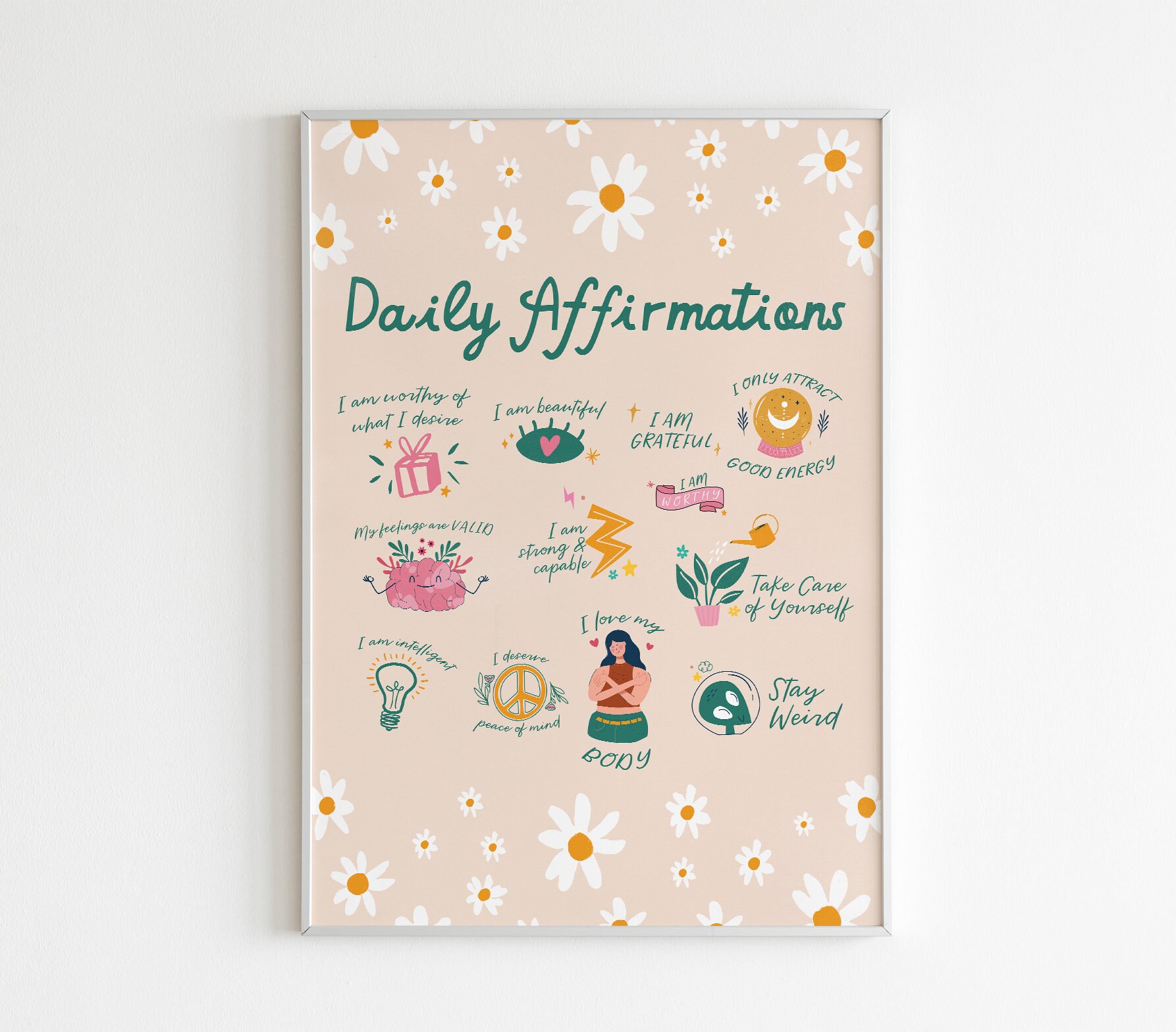 Daily Affirmations Printable Art Mantras Motivation - Etsy