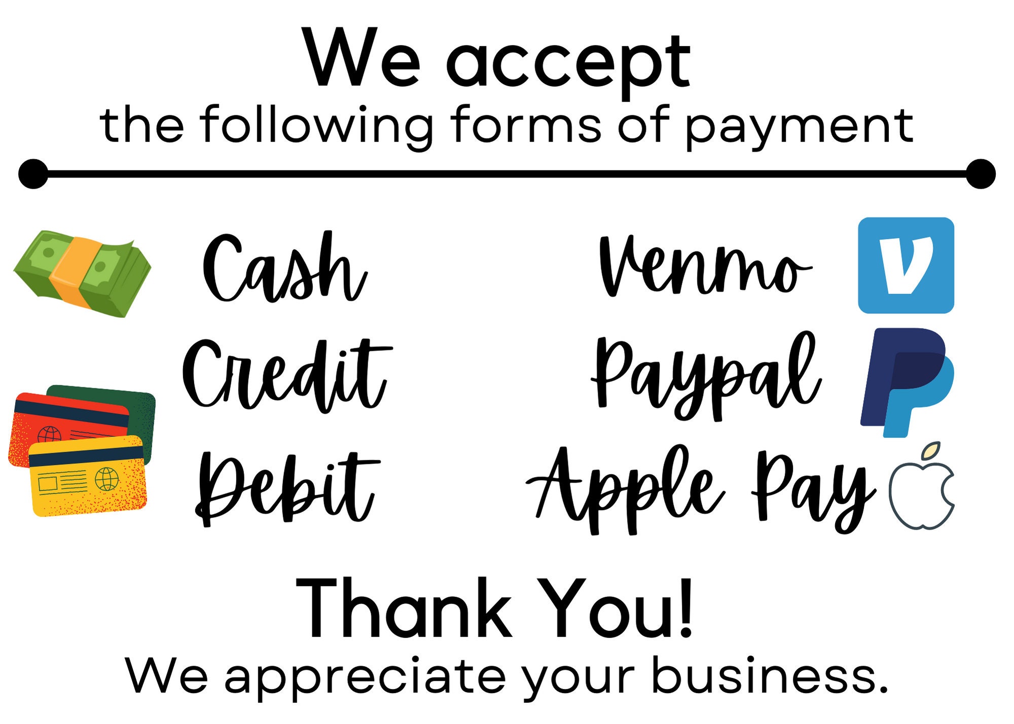 Form of Payment Digital Printable Sign - Etsy