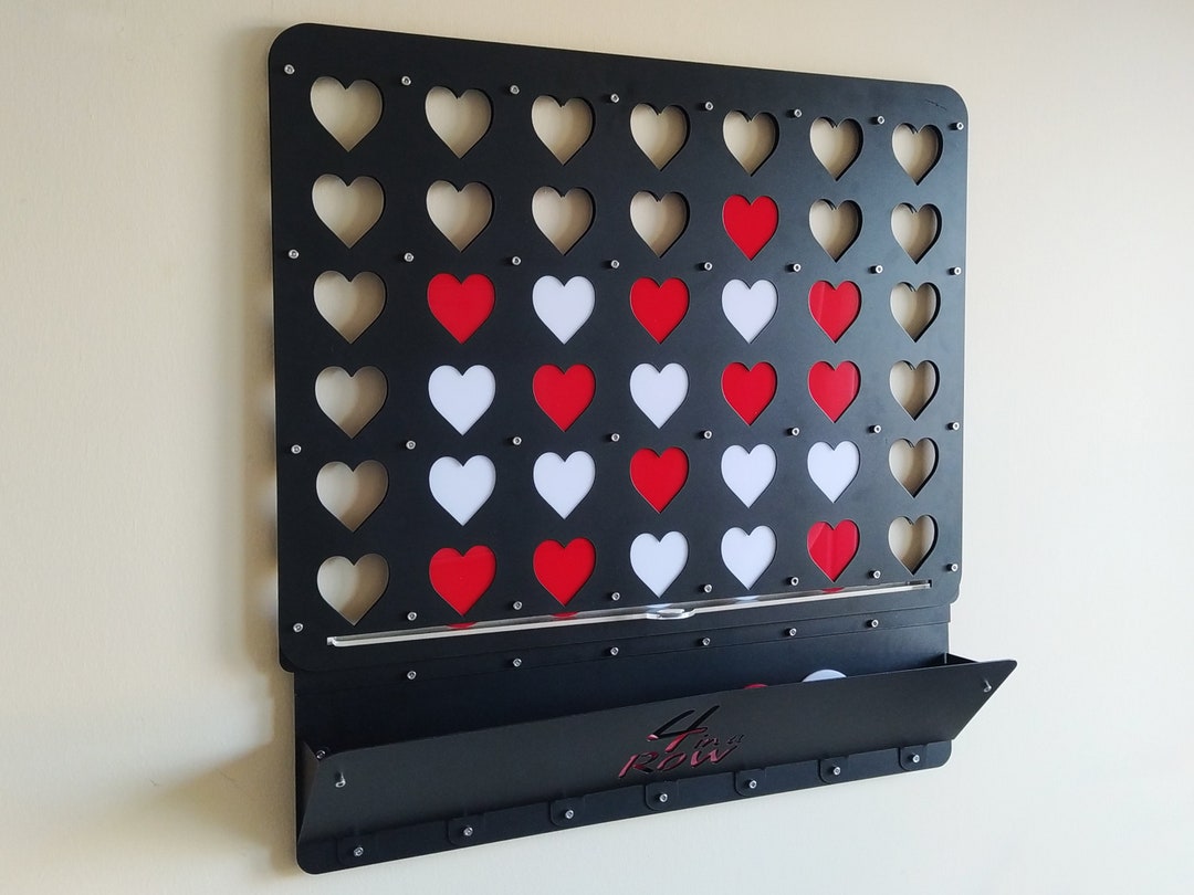 Four Hearts in a Row Connect 4 Metal Board Game on the Wall - Etsy