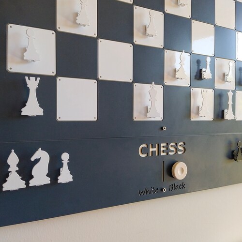Vertical Chess Set Large Wall Mounted Wooden Game Board - Etsy